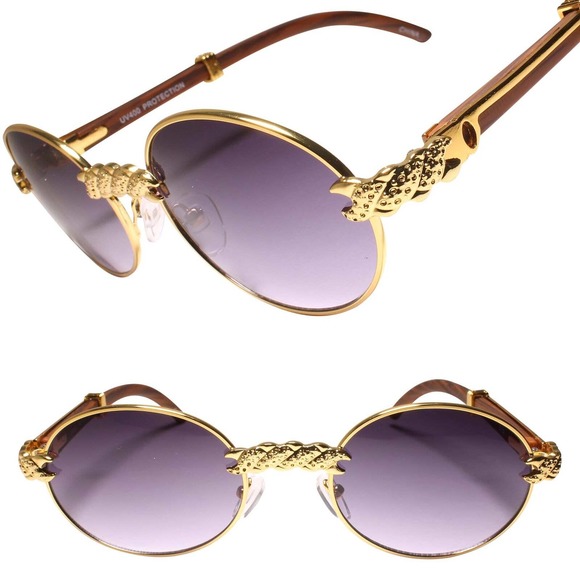 Kiss | Accessories | Hip Hop Sunglasses Gold And Wood Accent Frame For ...